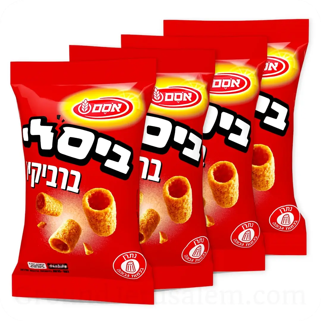Bissli BBQ Flavor Snack Pack by Osem – 4 x 55g (220g / 7.76 oz) — Made ...